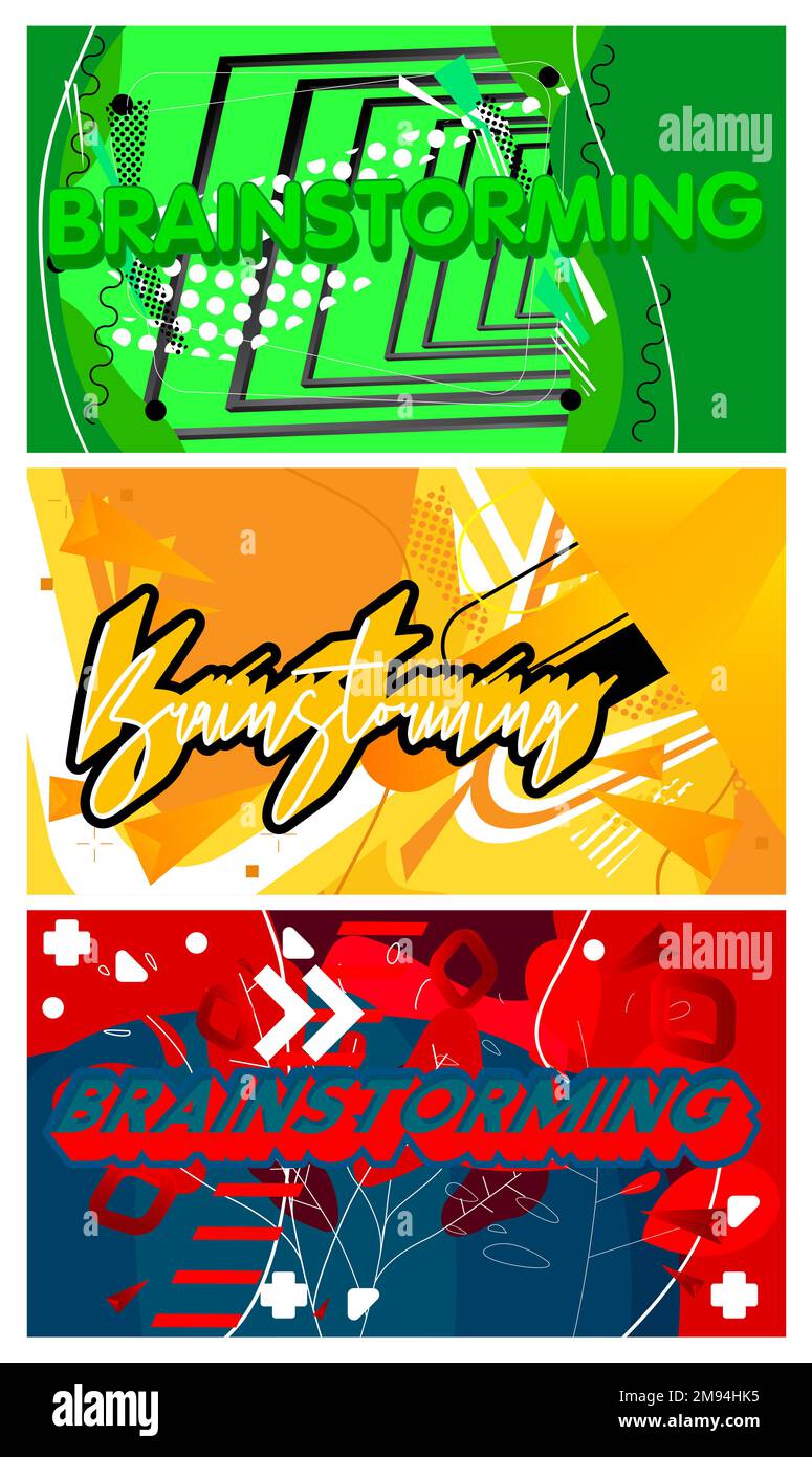 Brainstorming Poster Collection. Vector illustration. Abstract event ...