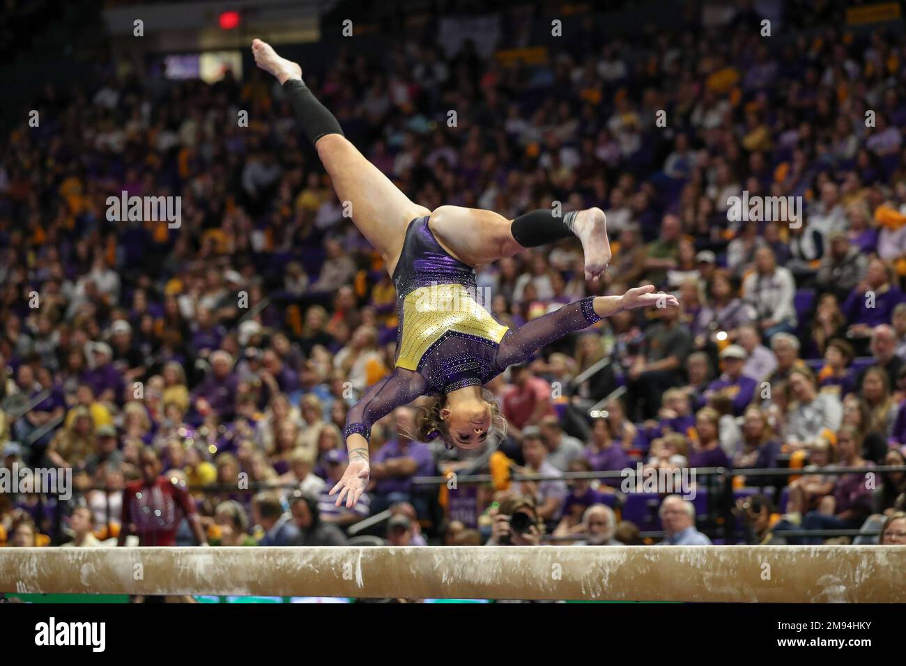 Baton Rouge, LA, USA. 16th Jan, 2023. LSU's KJ Johnson competes on the ...