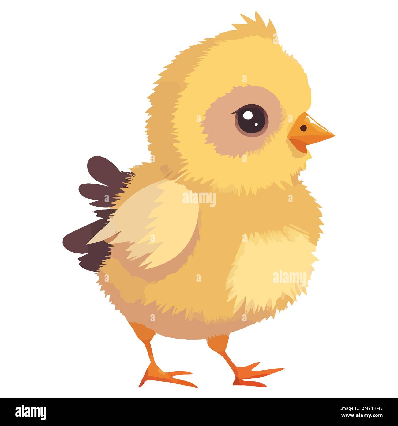 a little yellow chick that has just hatched from an egg. flat vector ...