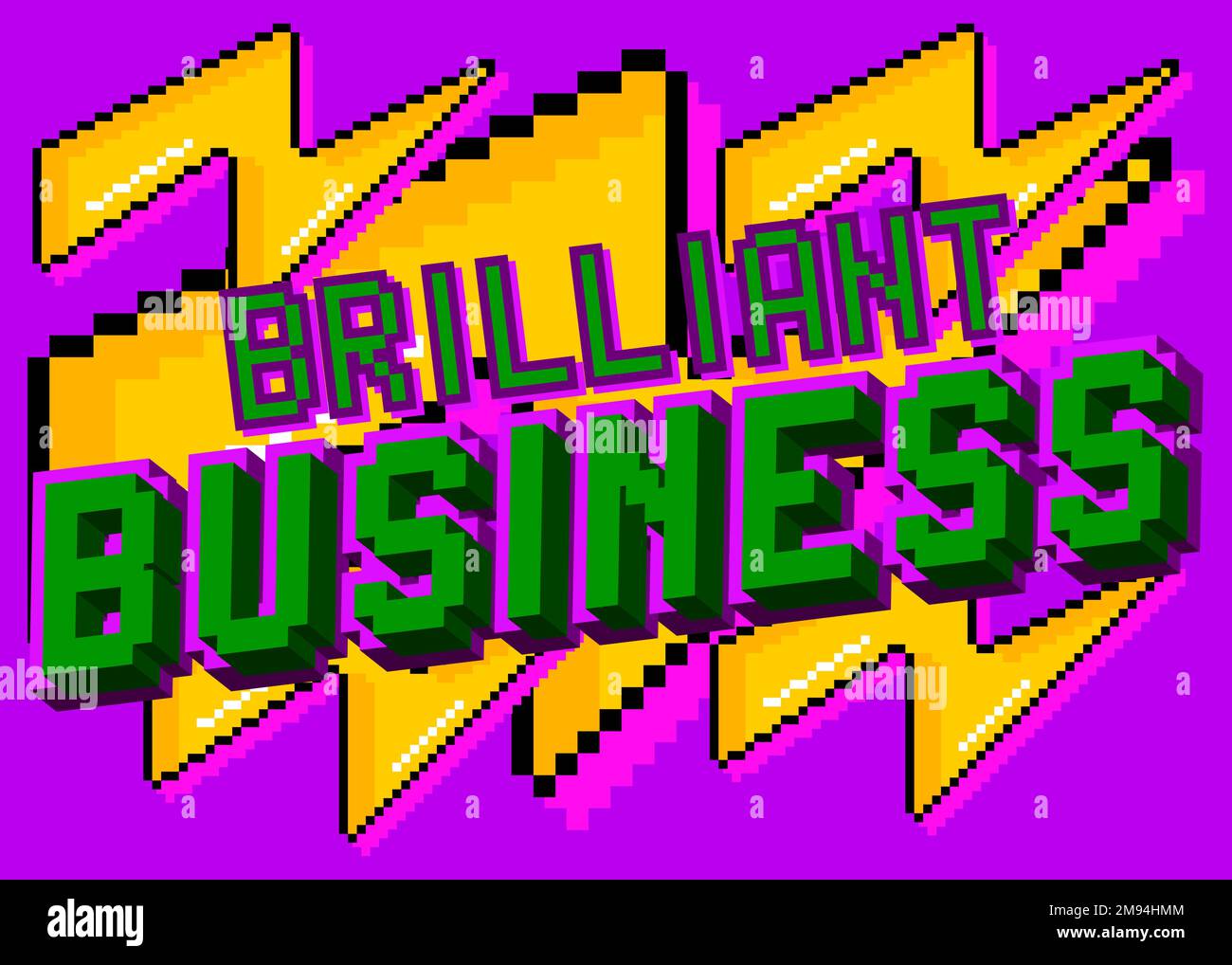 Brilliant Business. Pixelated word with geometric graphic background ...