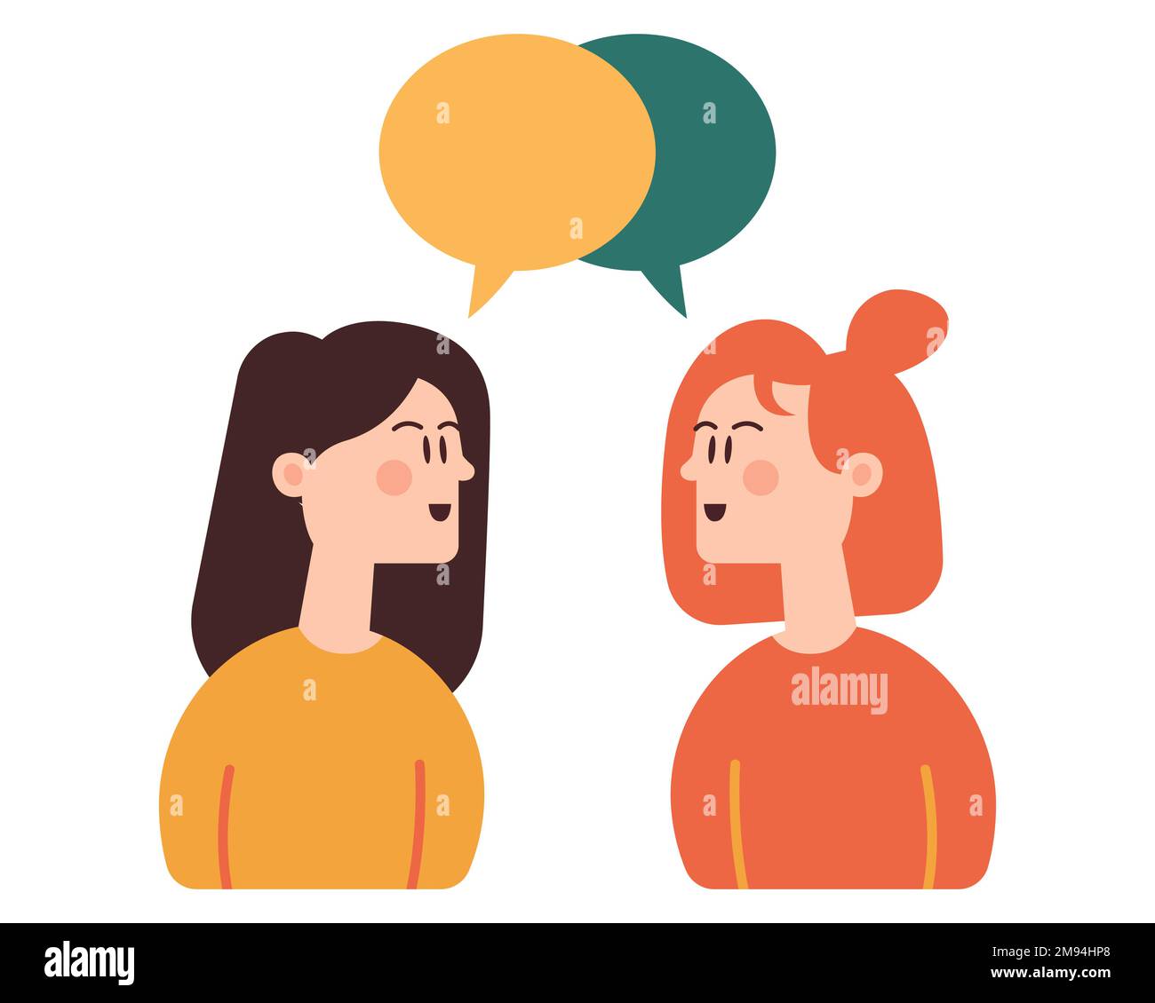 two girls meet and talk. friendly gatherings of women. flat vector ...