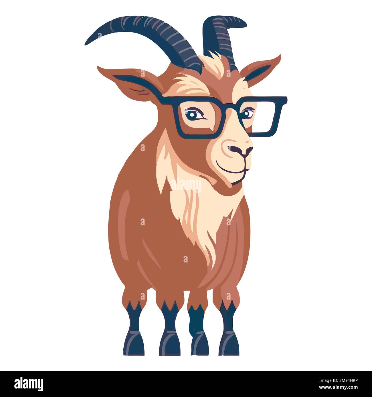 smart brown ram in eyeglasses. educated animal. flat vector ...