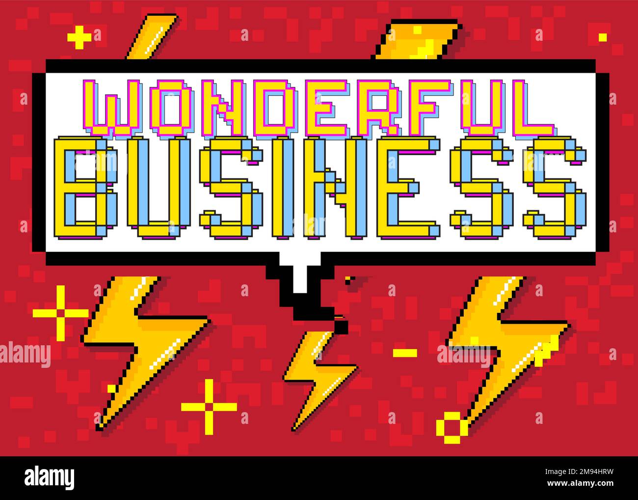 Wonderful Business. Pixelated word with geometric graphic background ...