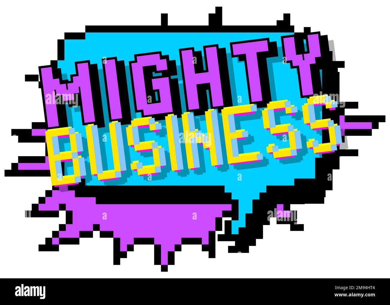 Mighty Business. Pixelated word with geometric graphic background ...