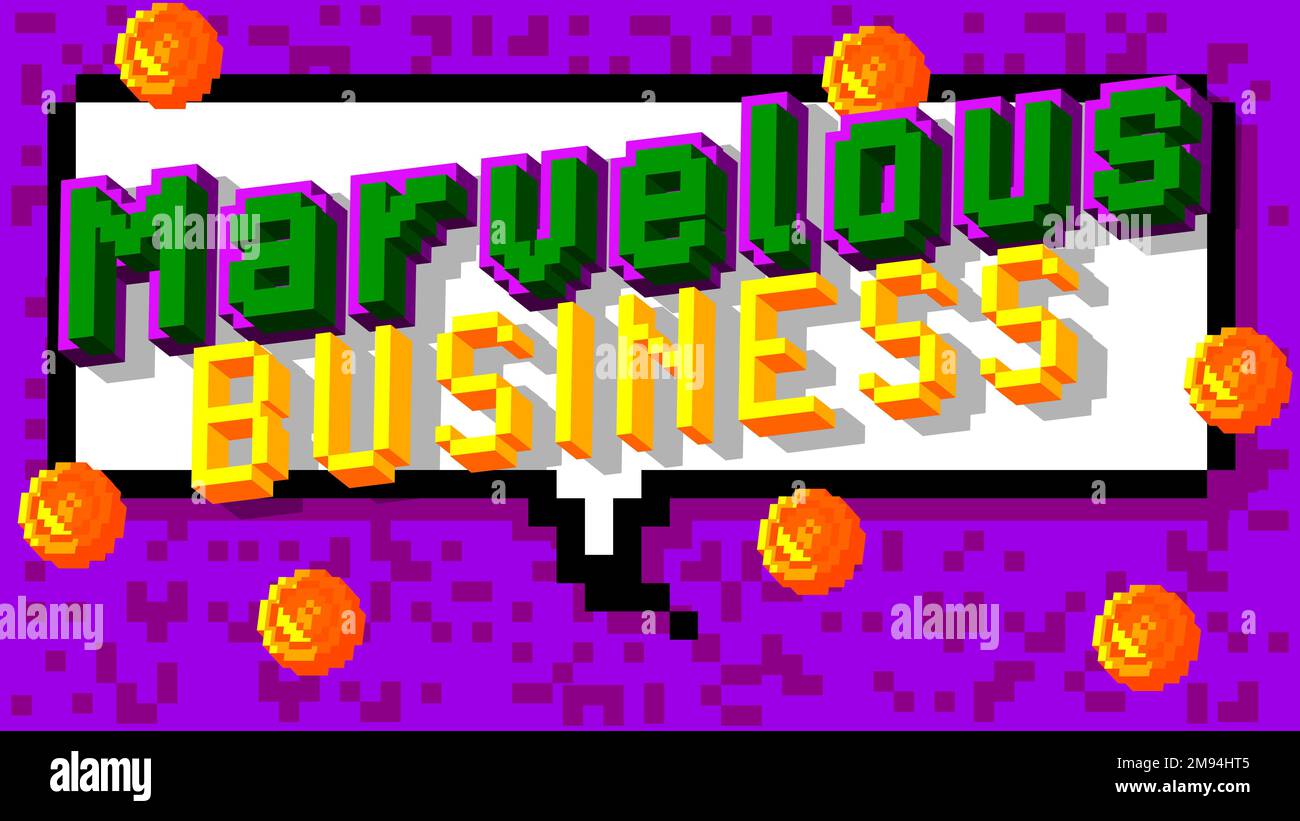 Marvelous Business. Pixelated word with geometric graphic background ...