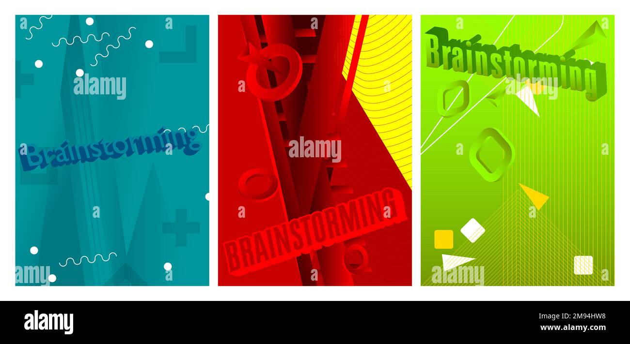 Brainstorming Poster Collection. Vector illustration. Abstract event ...