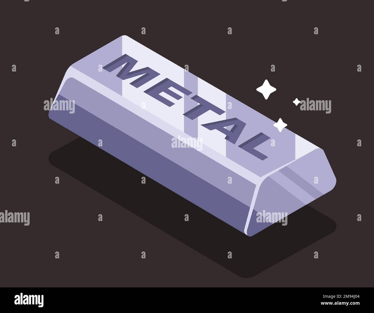 metal palletized gray ingot on a dark background. material for metallurgy. flat vector ...
