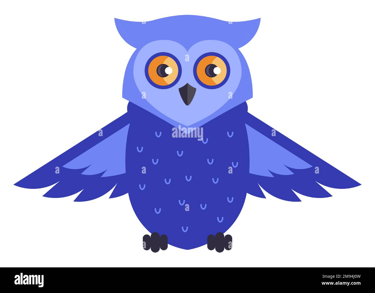blue owl flies and hunts. flat vector illustration Stock Vector Image ...