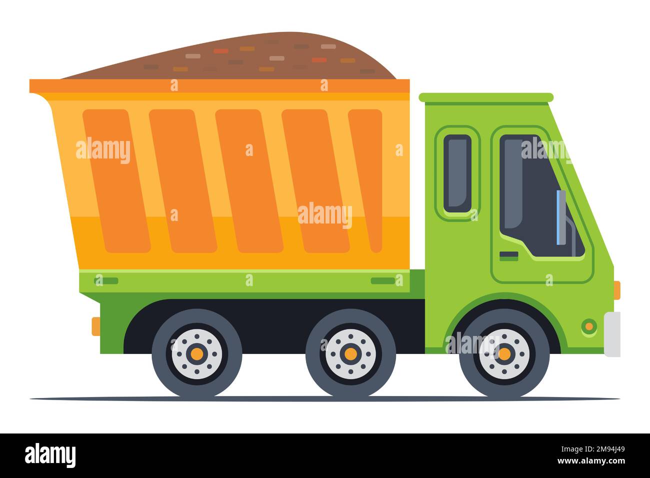 green truck is carrying cargo. transportation of various materials ...