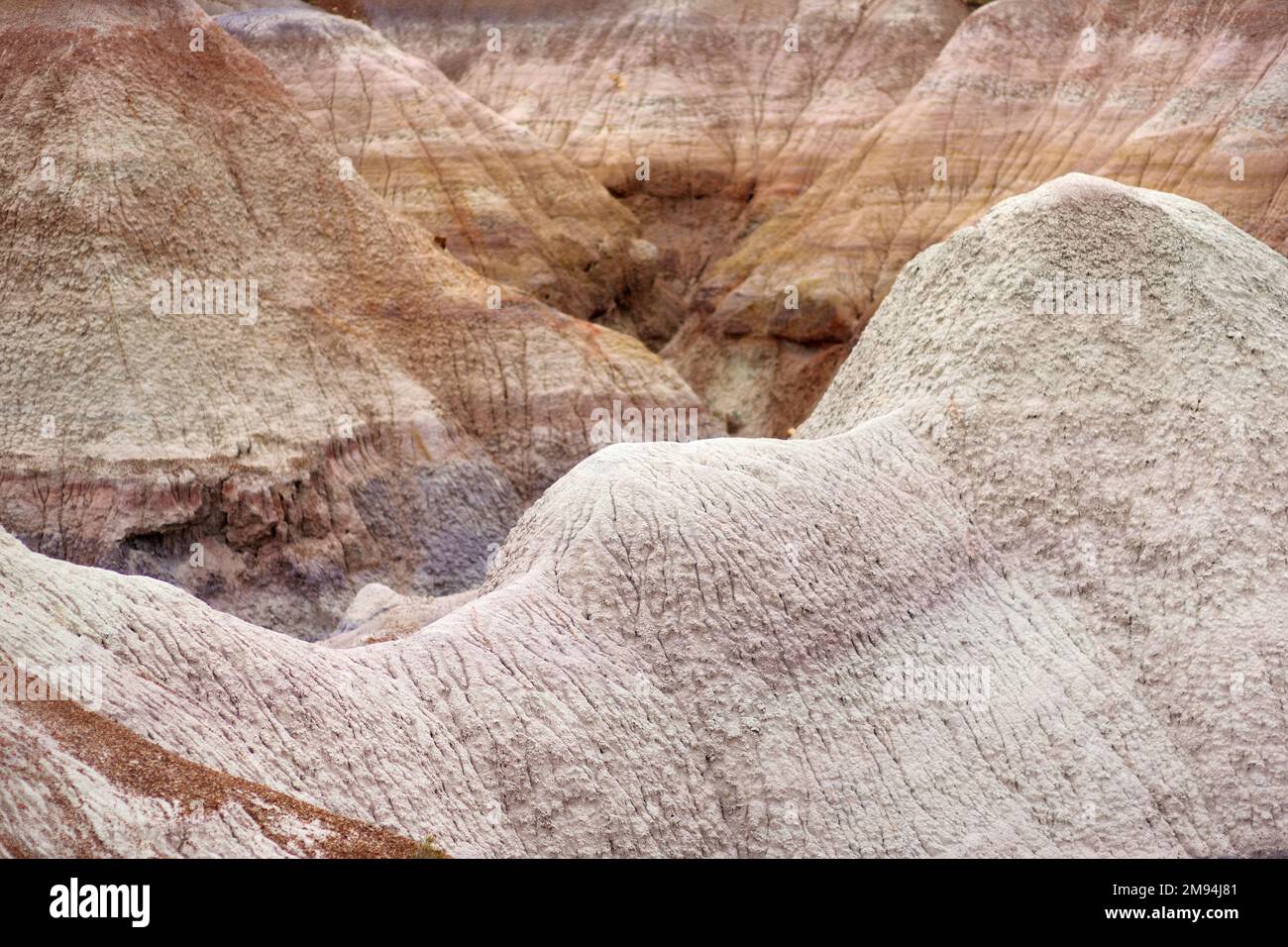Striped purple sandstone formations of Blue Mesa badlands in Petrified ...