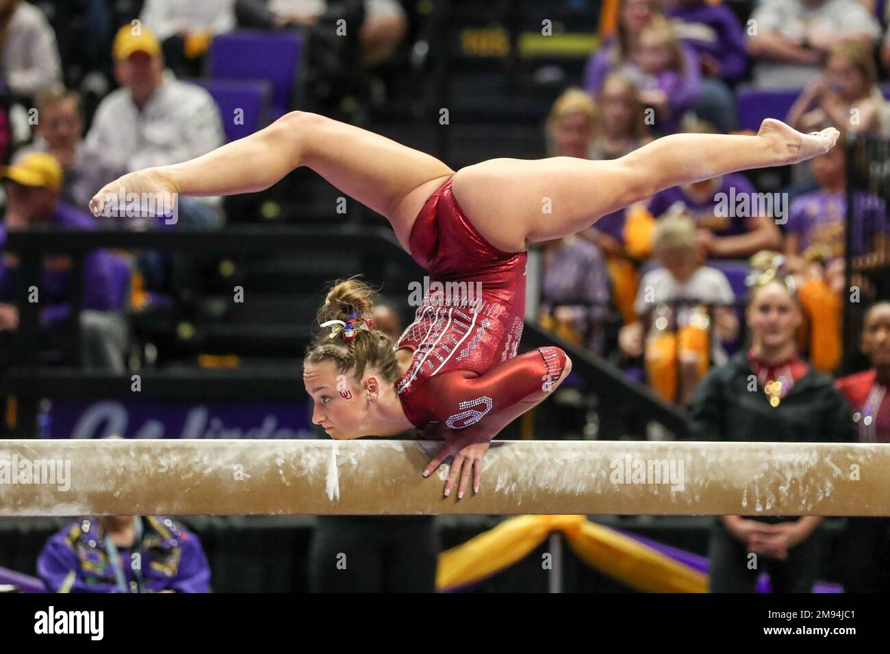 Baton Rouge, LA, USA. 16th Jan, 2023. Oklahoma's Audrey Davis performs ...