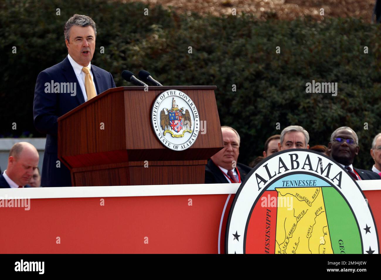 Alabama Attorney General, Steve Marshall speaks during the inauguration ...