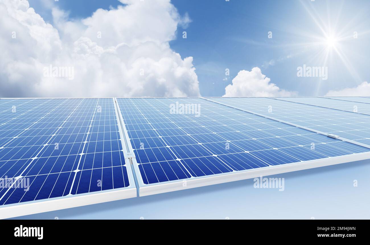 Solar panels reflect sparkling light From the sun ,Clean energy and ...