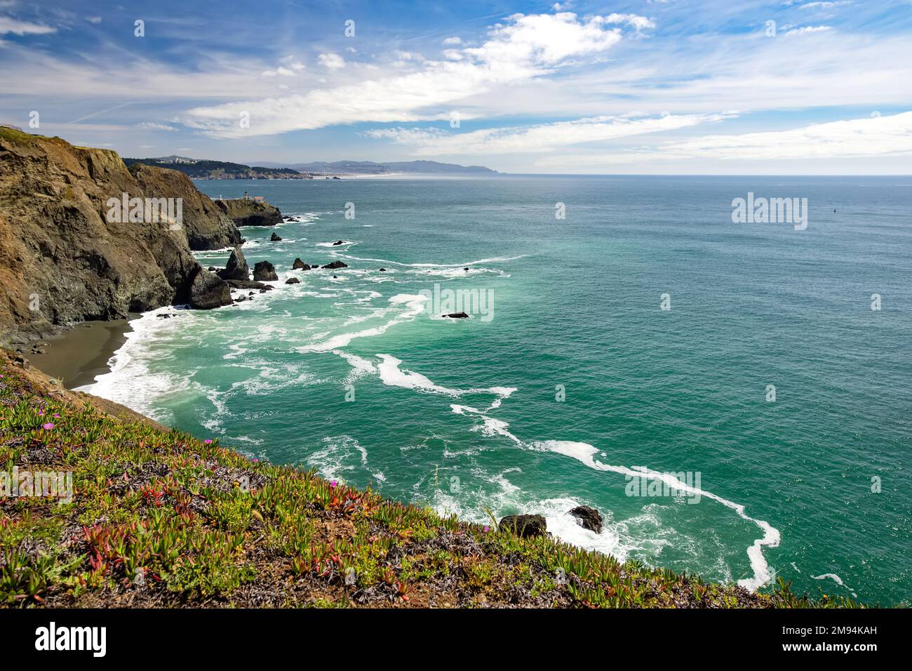 View of the Pacific Ocean at Point Bonita, California, USA Stock Photo ...