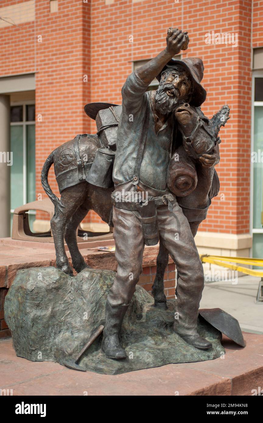 Statue of an Old Prospector on the streets of Golden, Colorado Stock ...