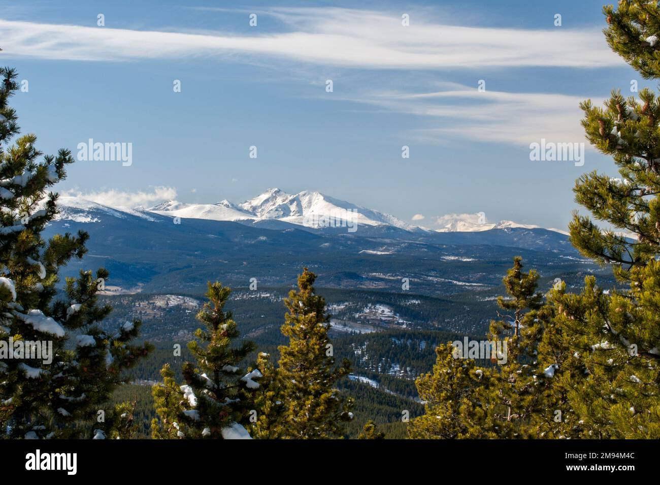 Colorado's 14,240-foot high Long's Peak (behind), with Mount Meeker in ...
