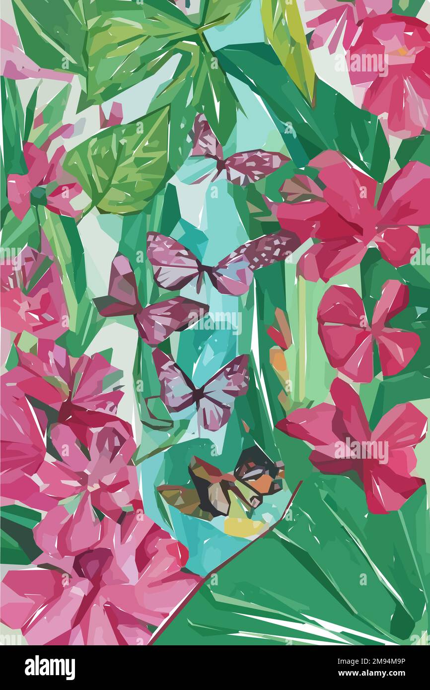 Bird, flowers, leaf, branch. Hand drawn floral watercolor vector ...