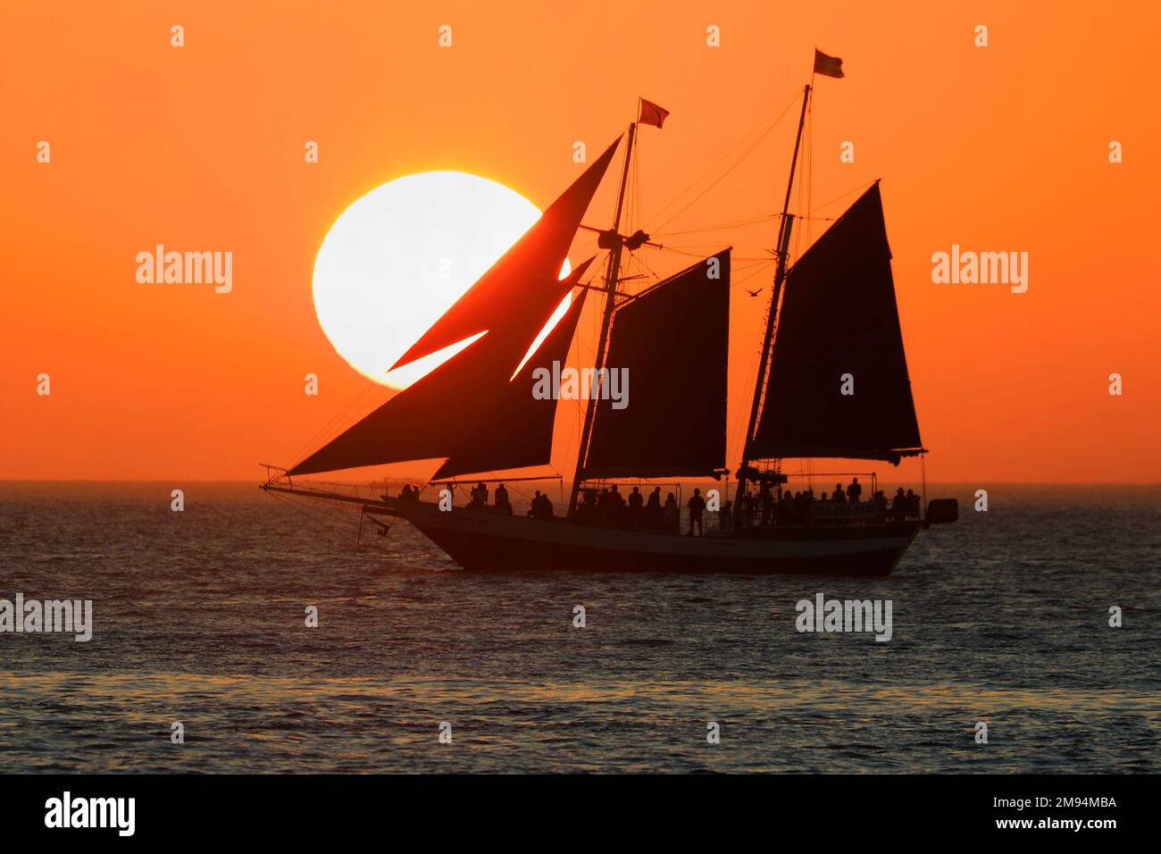 Key West sunset, Gulf of Mexico with yacht on the background Stock ...