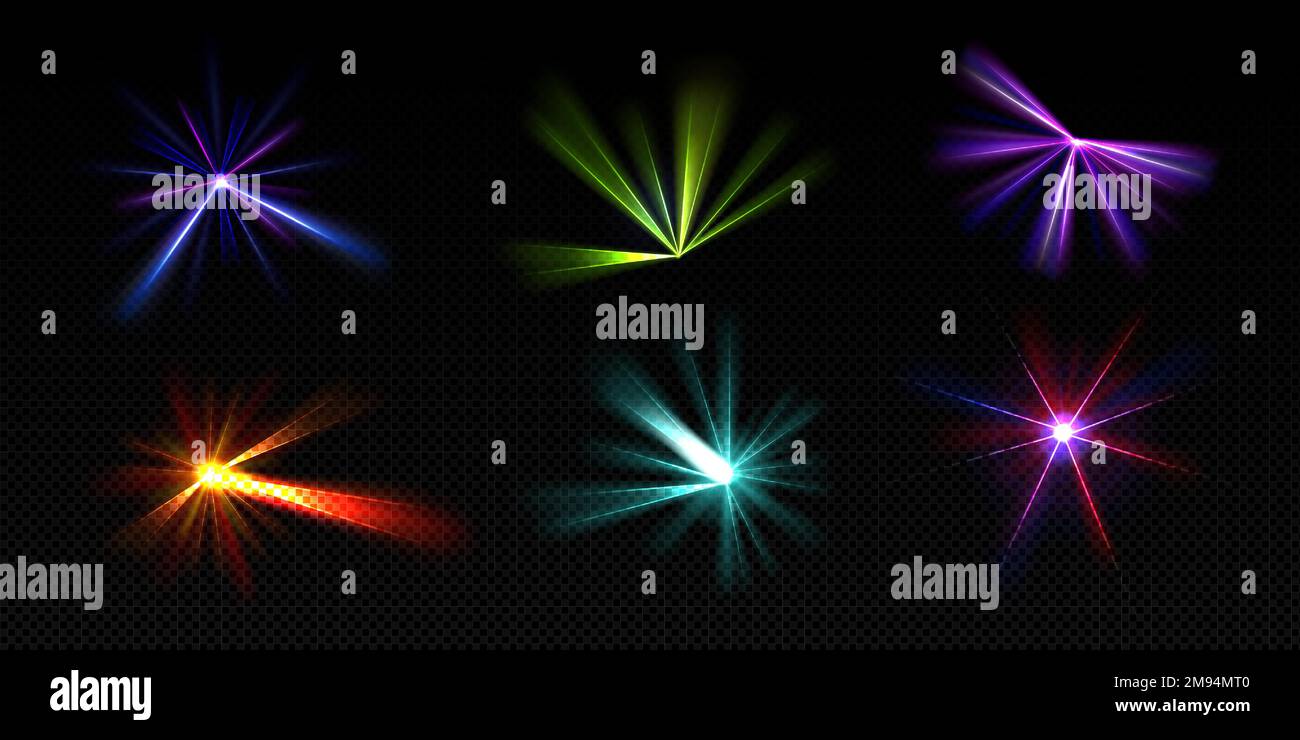 Bright light beams, laser rays, neon glow effect. Abstract flares ...