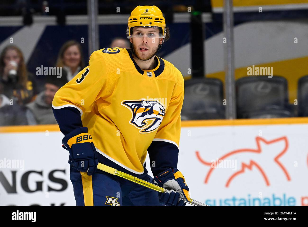 Nashville Predators defenseman Jeremy Lauzon (3) plays against the ...