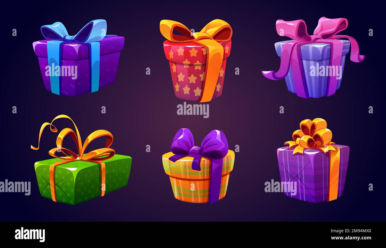 Set of closed gift boxes isolated on background. Vector cartoon ... Set of closed gift boxes isolated on background. Vector cartoon ...