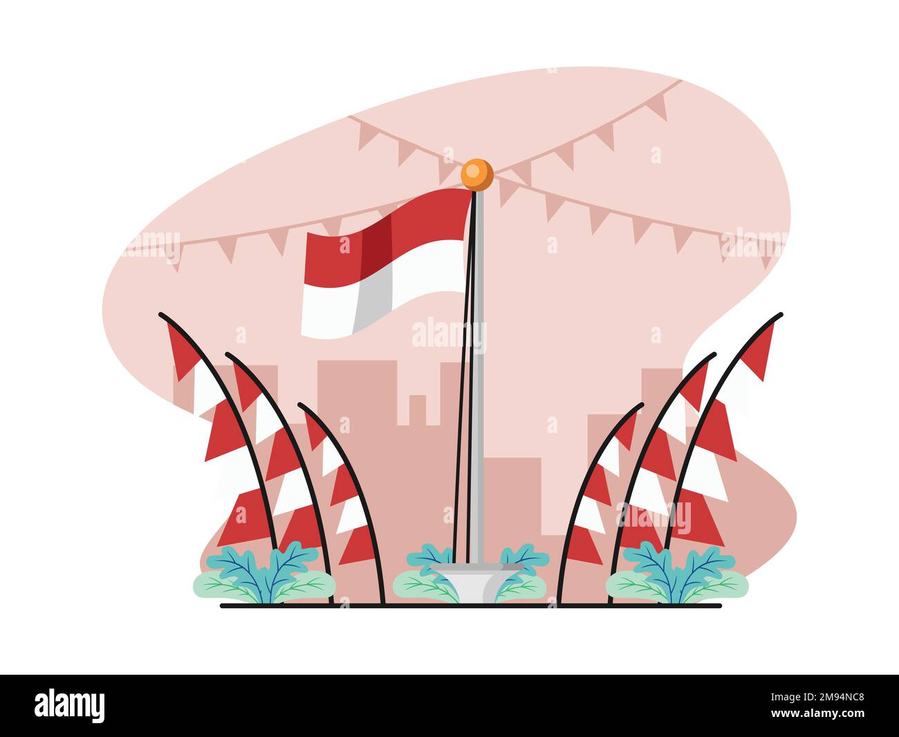 Illustration Flat Design of Indonesian Flag Ceremony - flat design ...
