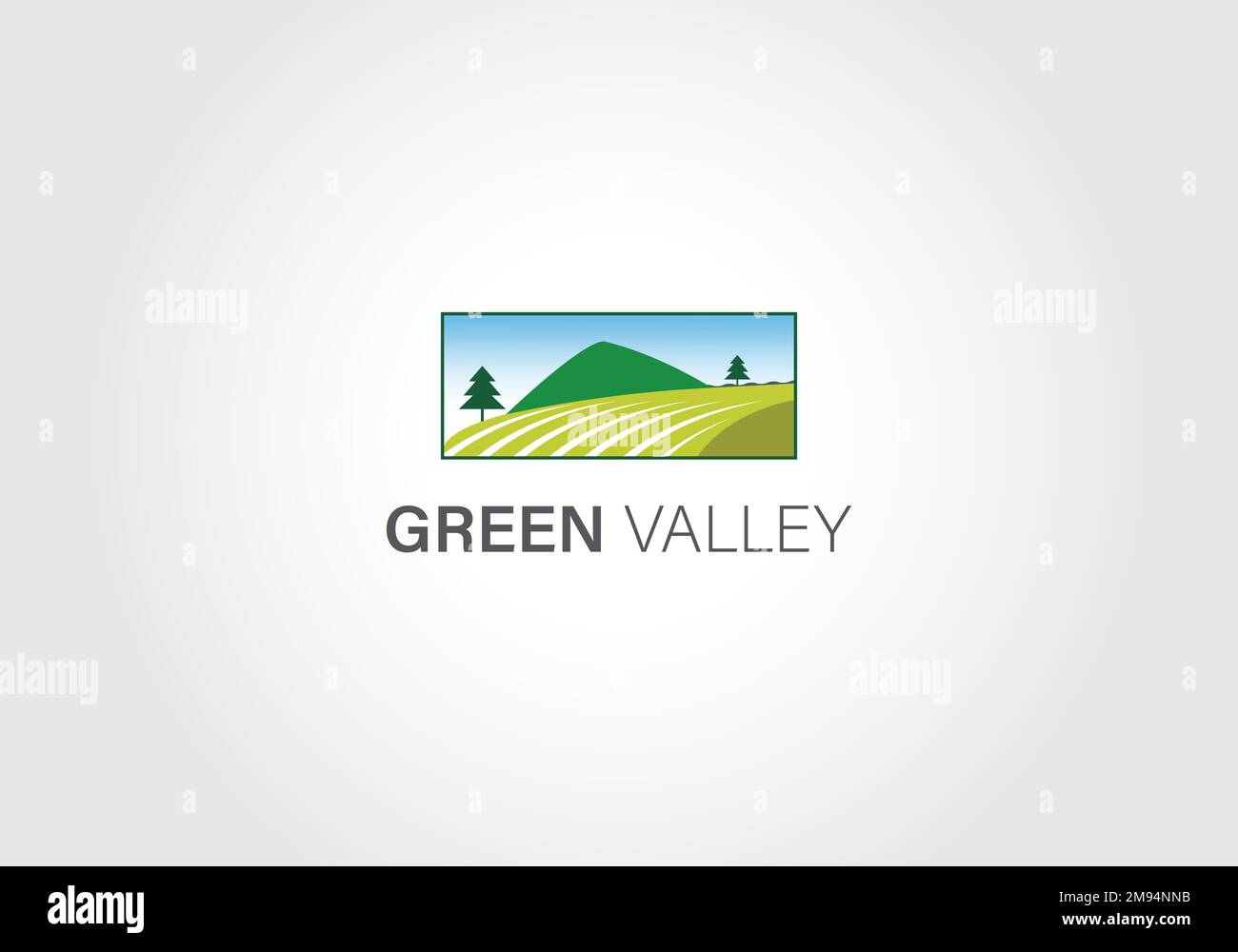 Abstract and creative green valley for nature and landscape logo design ...