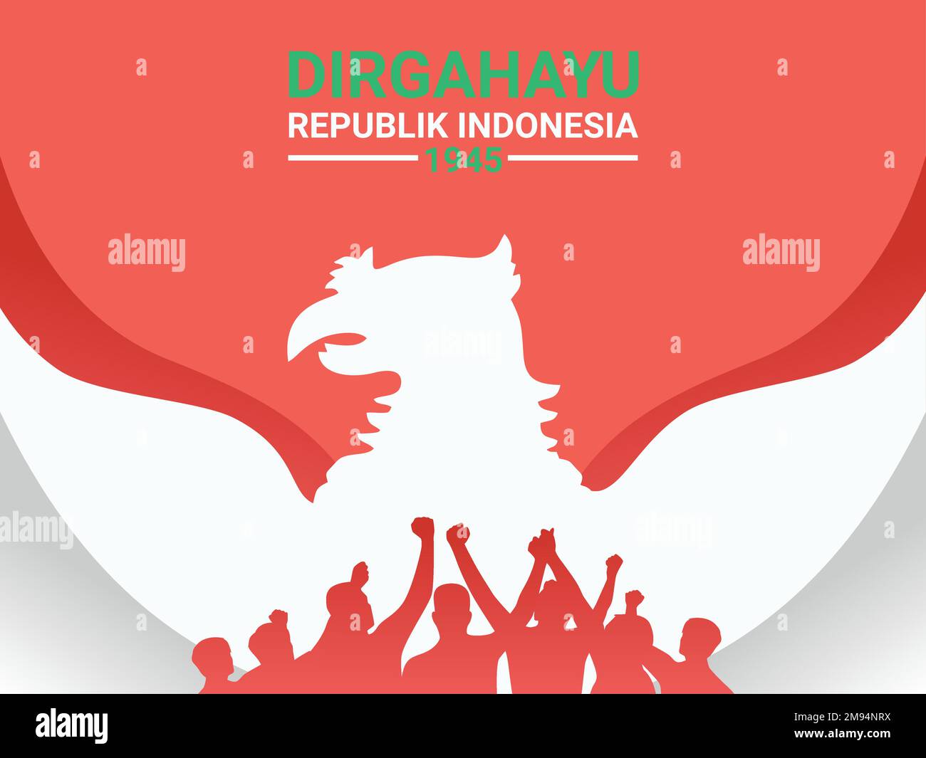 Illustration of Indonesia Independence Day with Silhouette of Eagle ...