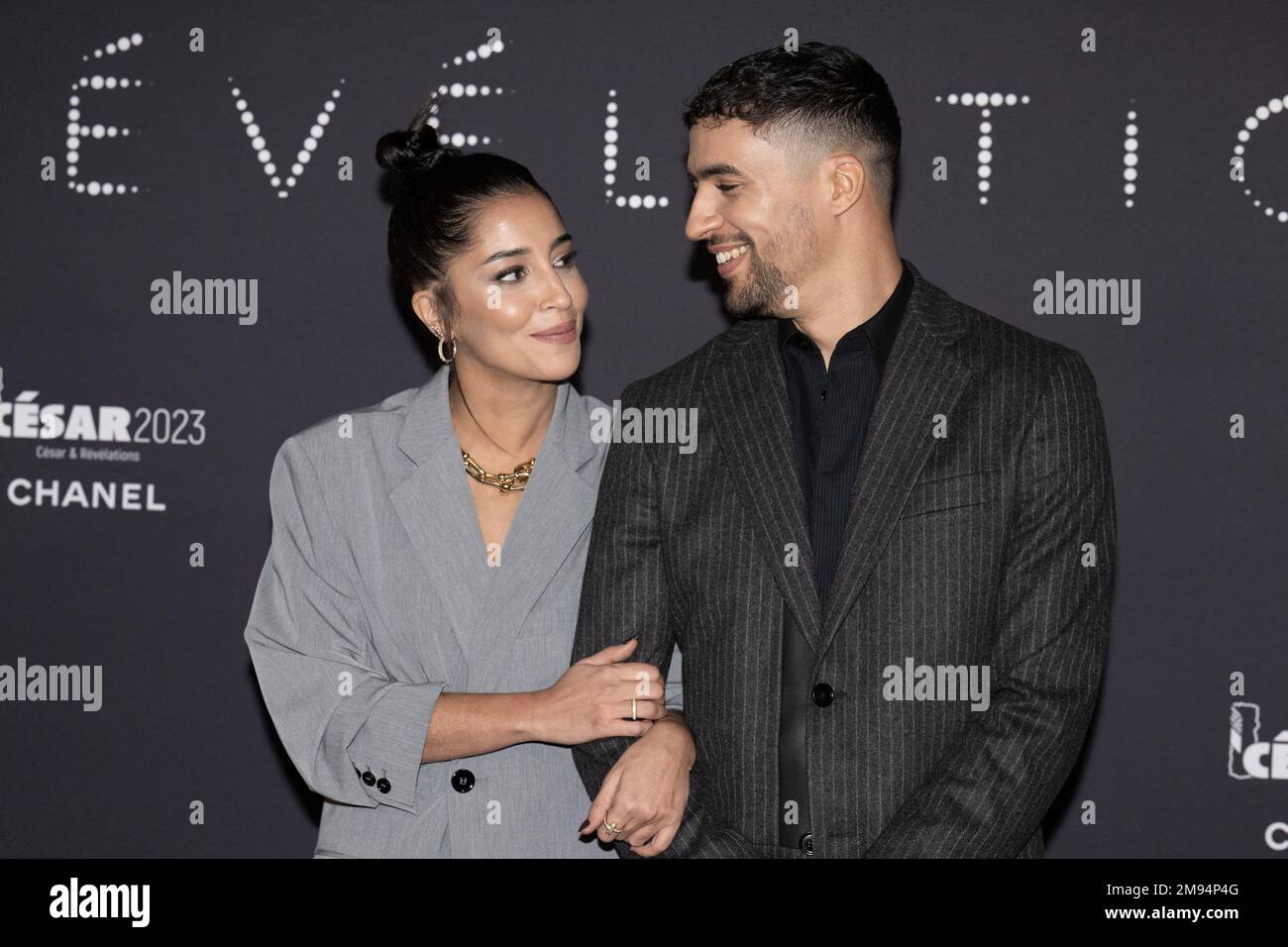 Leila Bekhti and Shain Boumedine attend the Cesar - Revelations 2023 at ...