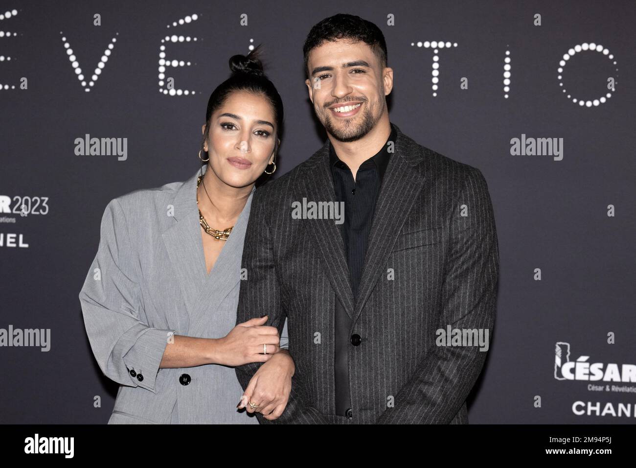 Leila Bekhti and Shain Boumedine attend the Cesar - Revelations 2023 at ...