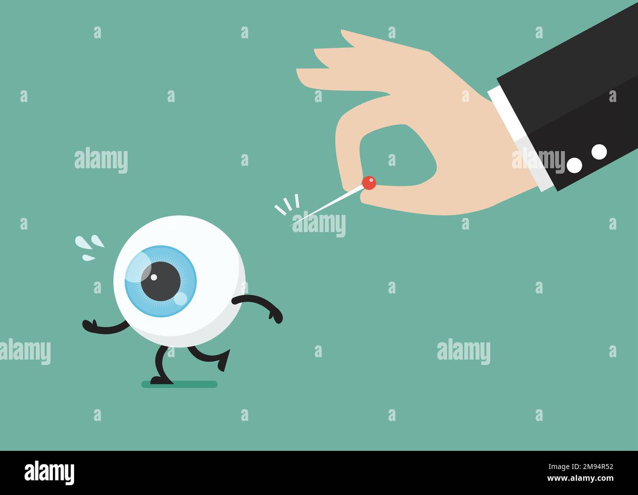Hand pushing needle to eye ball emoticon. Vector illustration Stock ...