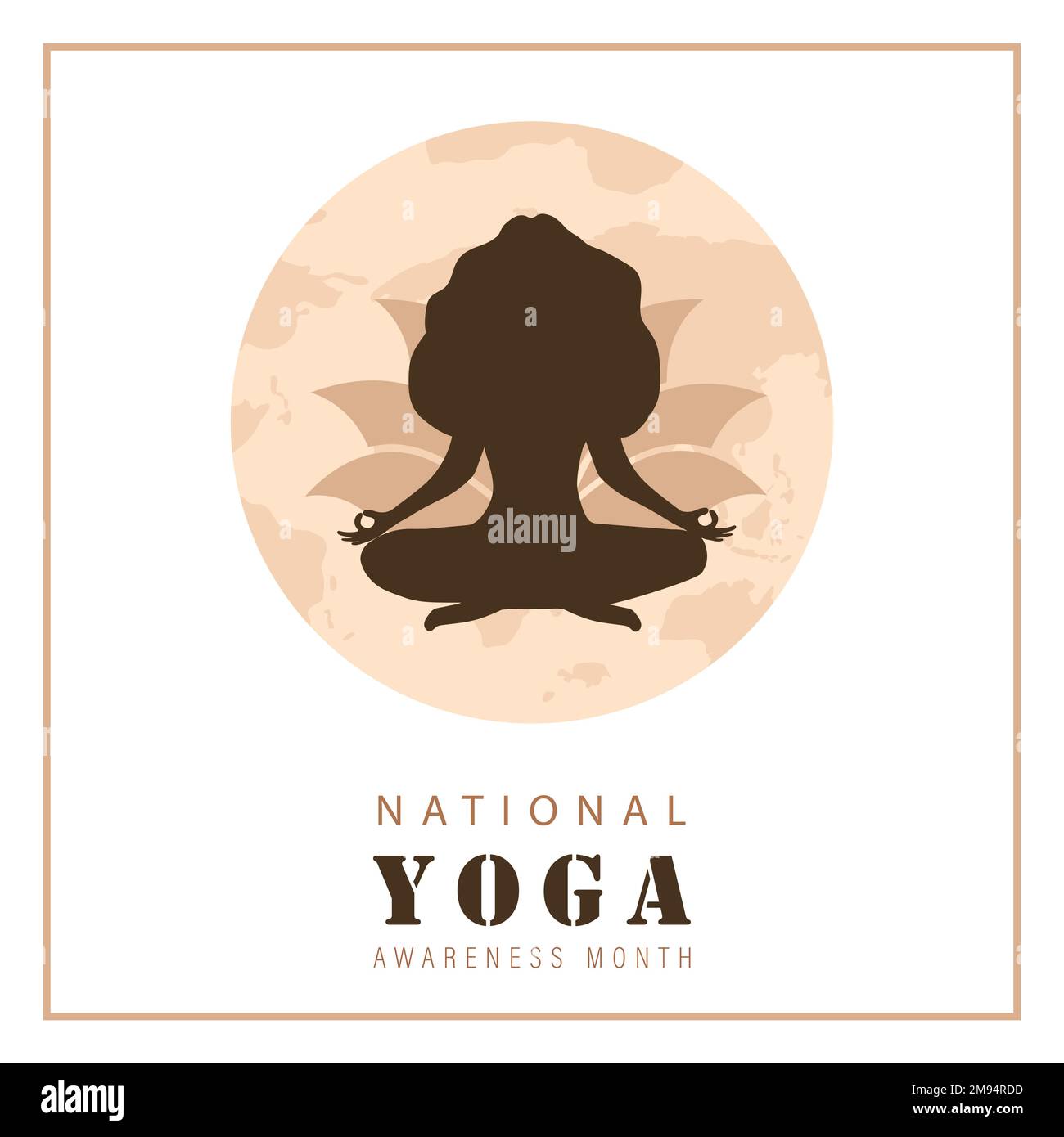 National yoga awareness month poster. Female silhouette in lotus ...