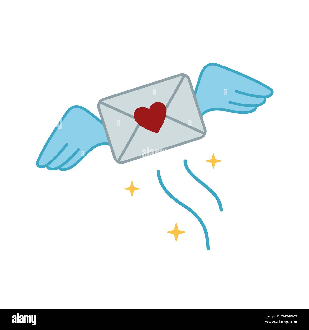 Flying love message with wings. Love letter icon. Love is in the air ...