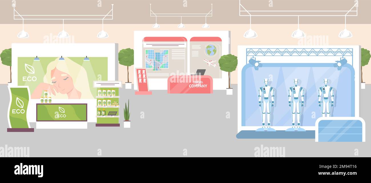 Various exhibit booths vector trade area interior Stock Vector Image ...