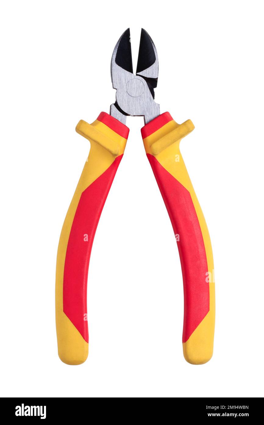 Hand tool. Wire cutters with dielectric handles isolated on white ...