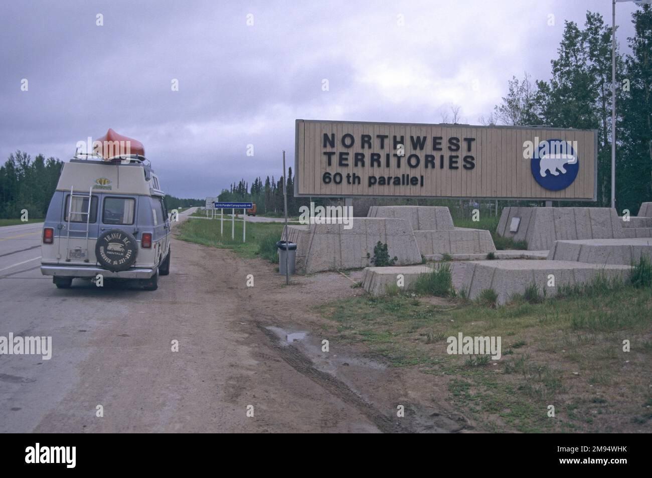 Motorhome at the notice to enter the Northwest Territory at the ...
