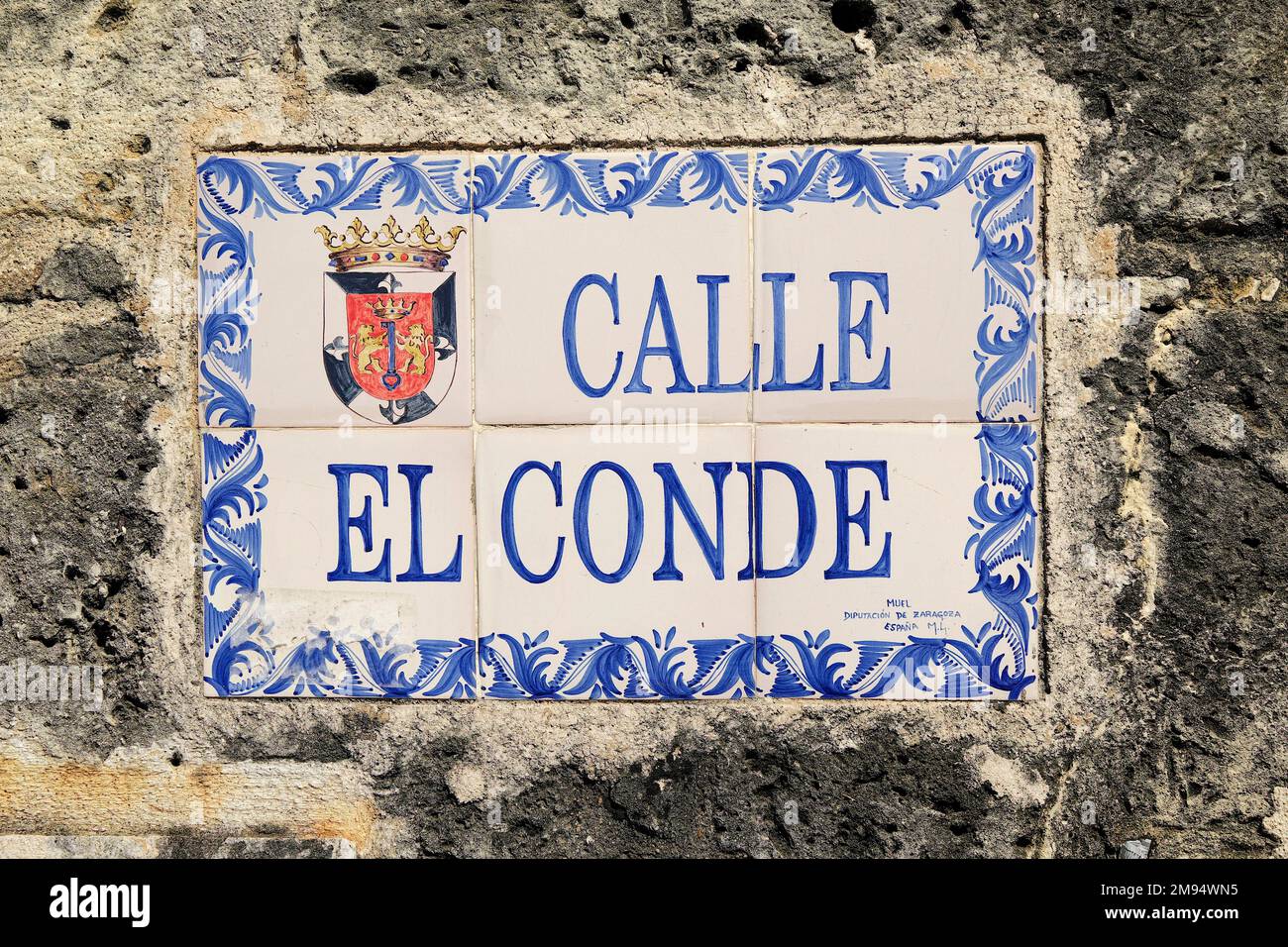 Street name Calle el Conde made of tiles, Santo Domingo, Dominican ...