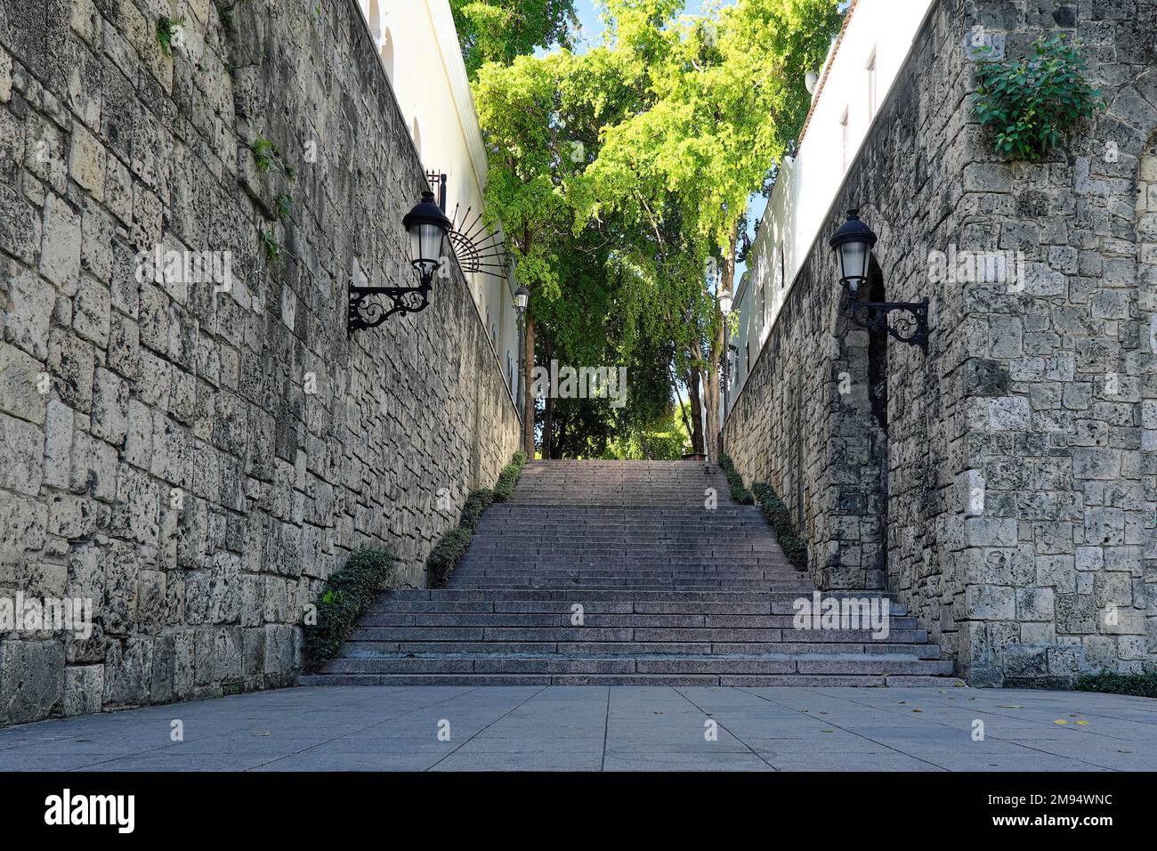 Old stone staircase from the harbour to the shopping street Calle el ...