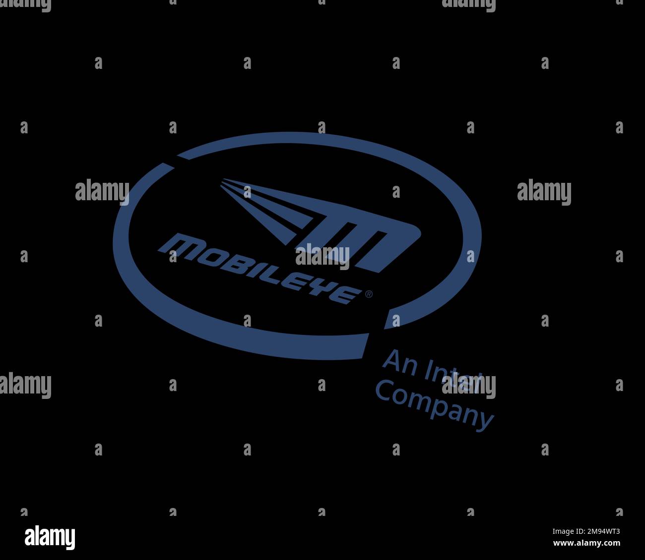Mobileye, rotated logo, black background B Stock Photo - Alamy