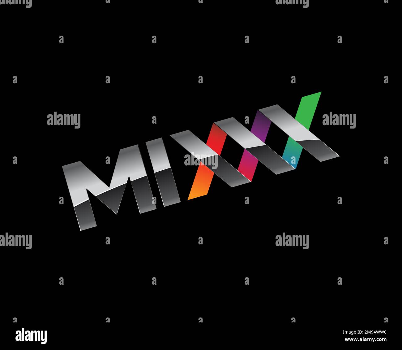 Mixxx, rotated logo, black background Stock Photo - Alamy