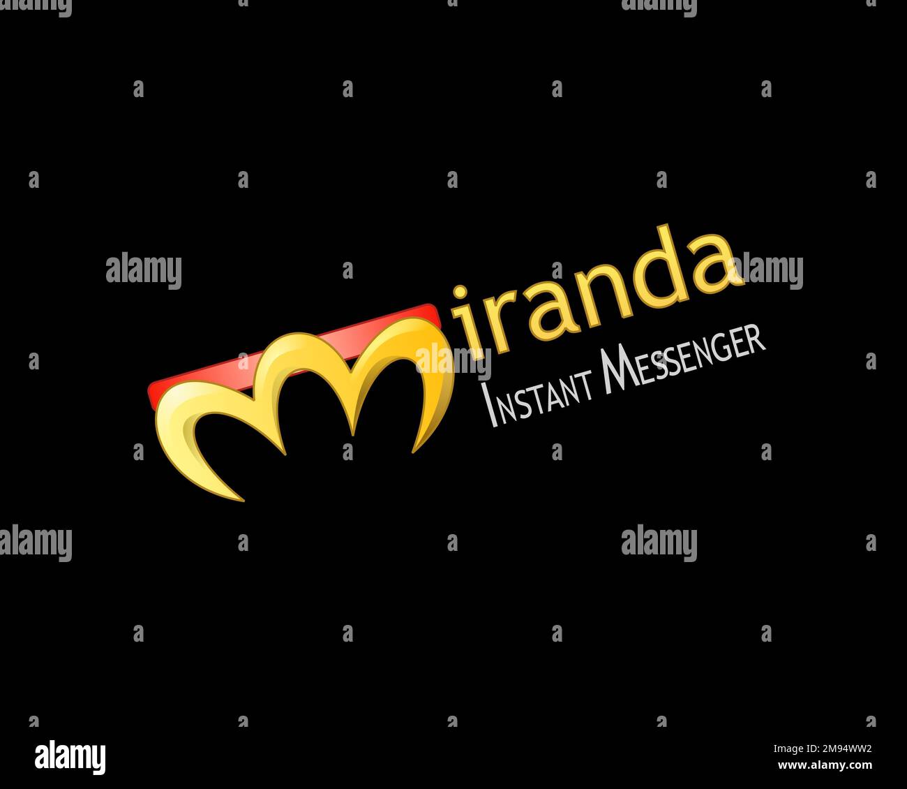 Miranda IM, rotated logo, black background Stock Photo - Alamy