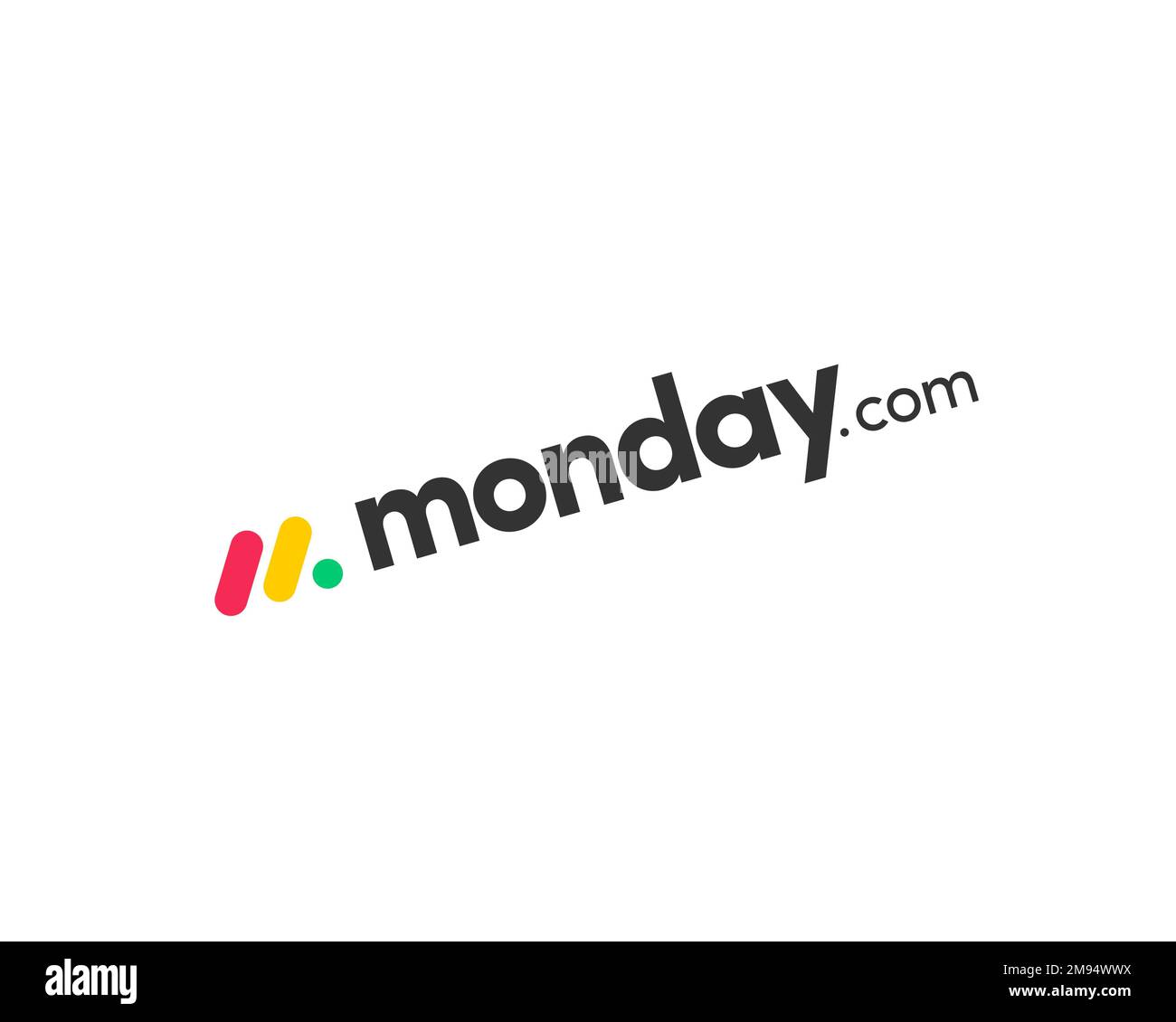 Monday. com, rotated logo, white background Stock Photo - Alamy