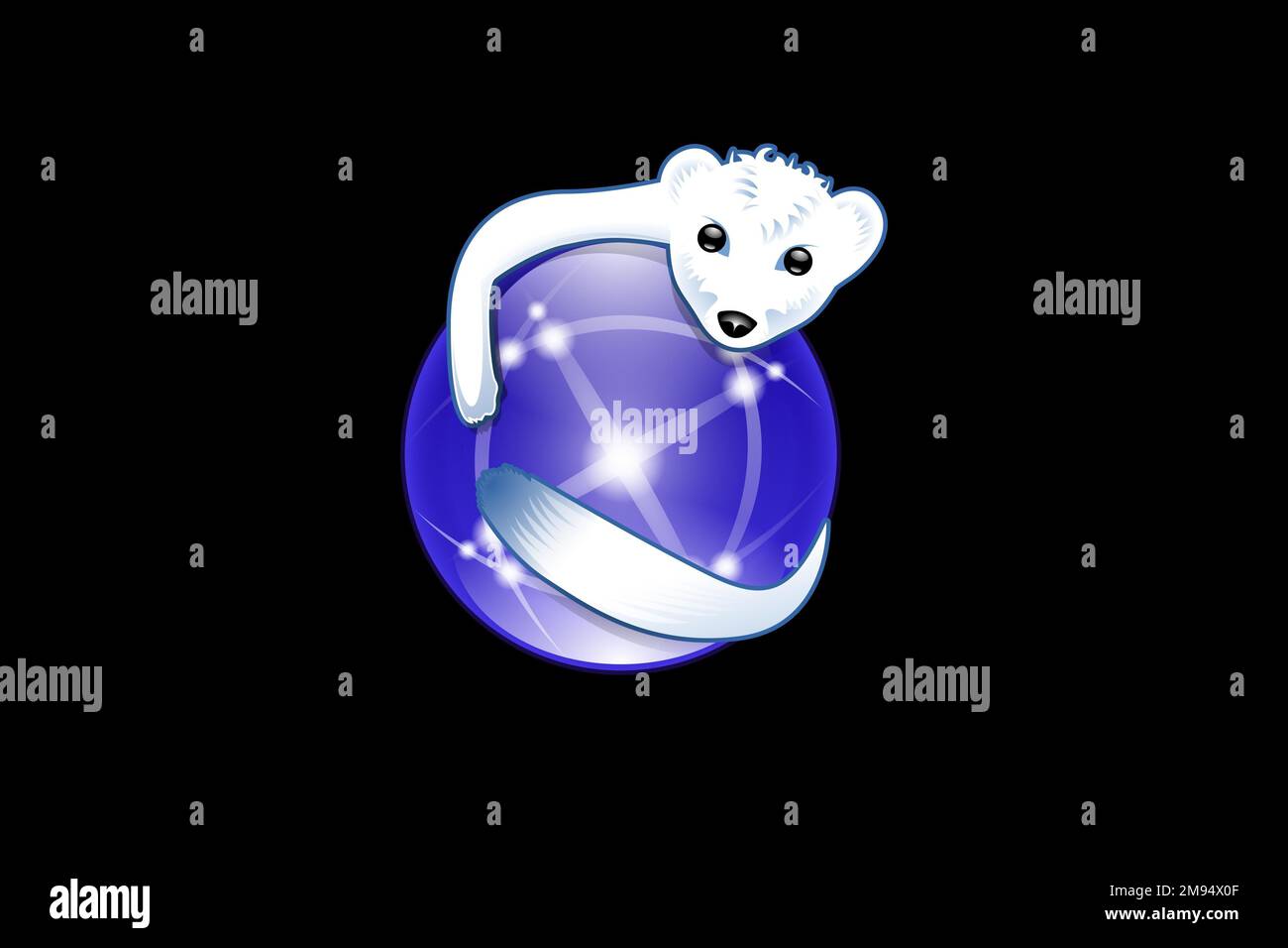 Mozilla software rebranded by Debian, Logo, Black background Stock ...