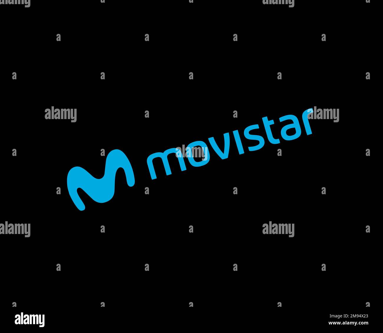 Movistar, rotated logo, black background Stock Photo - Alamy