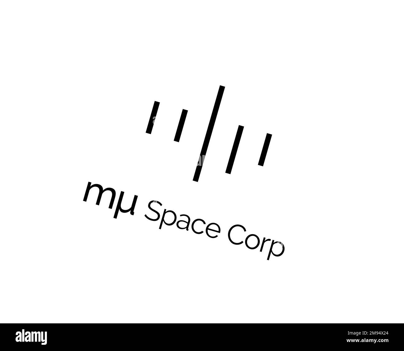 Mu Space, rotated logo, white background B Stock Photo - Alamy