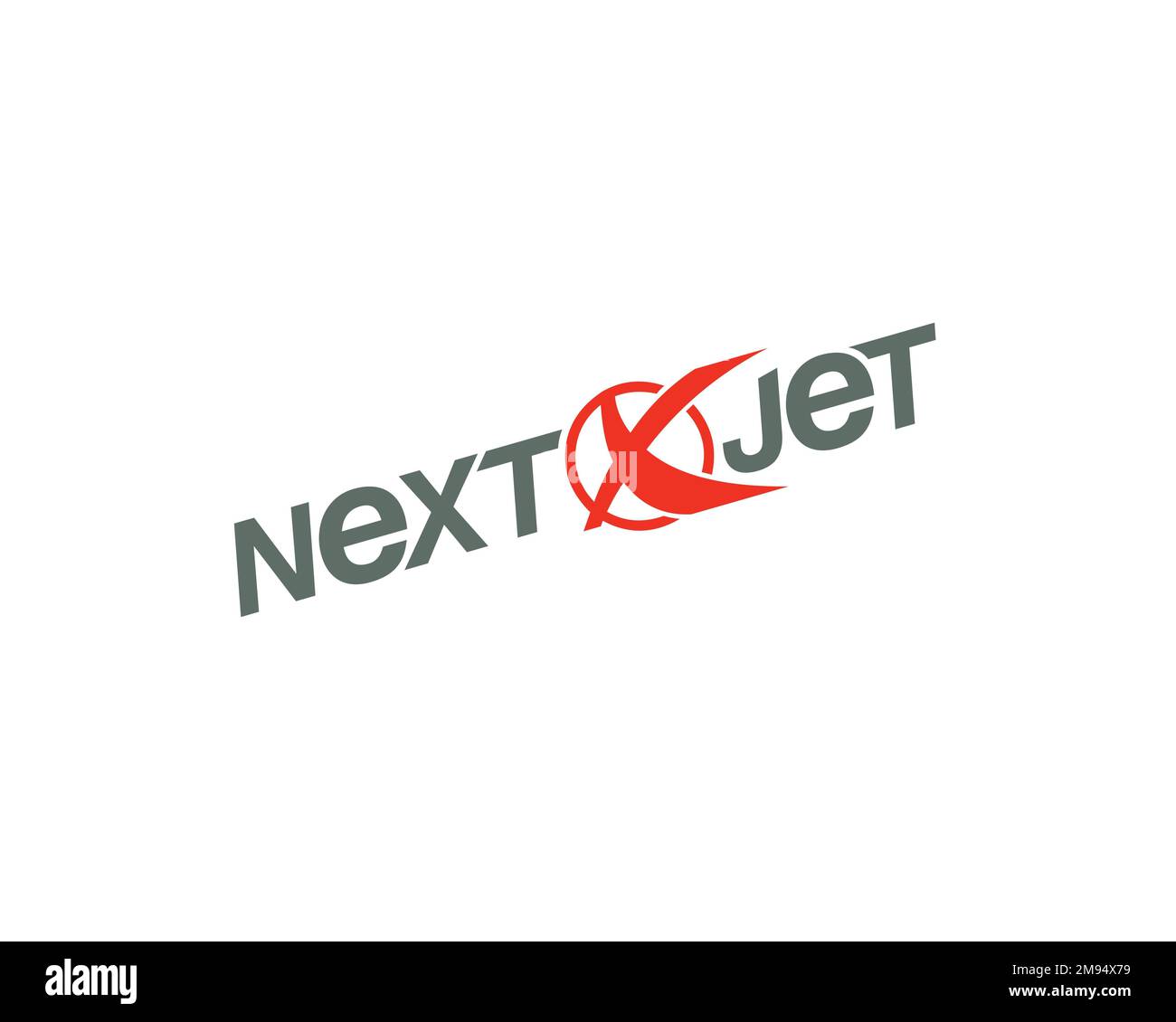 Nextjet, rotated logo, white background Stock Photo - Alamy