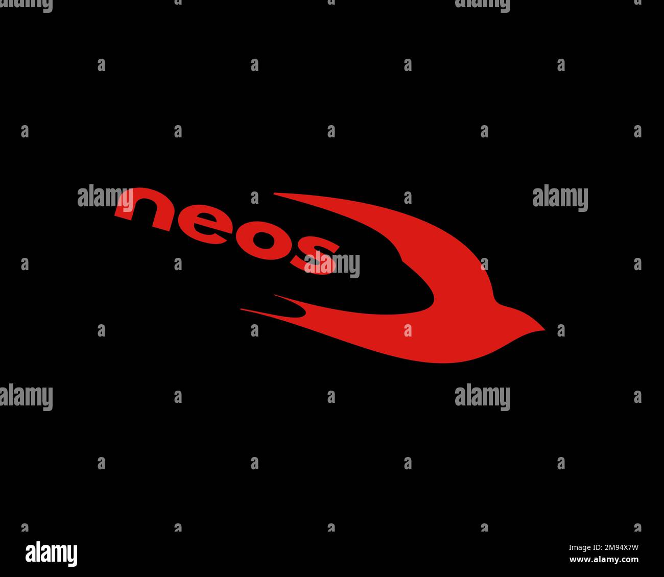 Neos airline, rotated logo, black background B Stock Photo - Alamy
