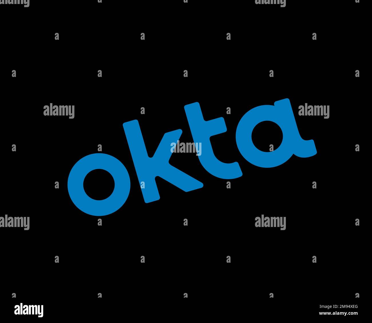 Okta identity management, rotated logo, black background Stock Photo ... Okta identity management, rotated logo, black background Stock Photo ...