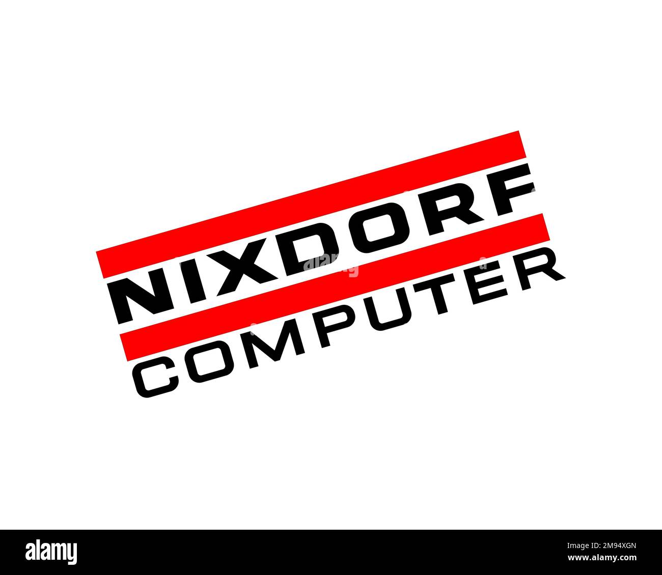 Nixdorf Computer, rotated logo, white background Stock Photo - Alamy