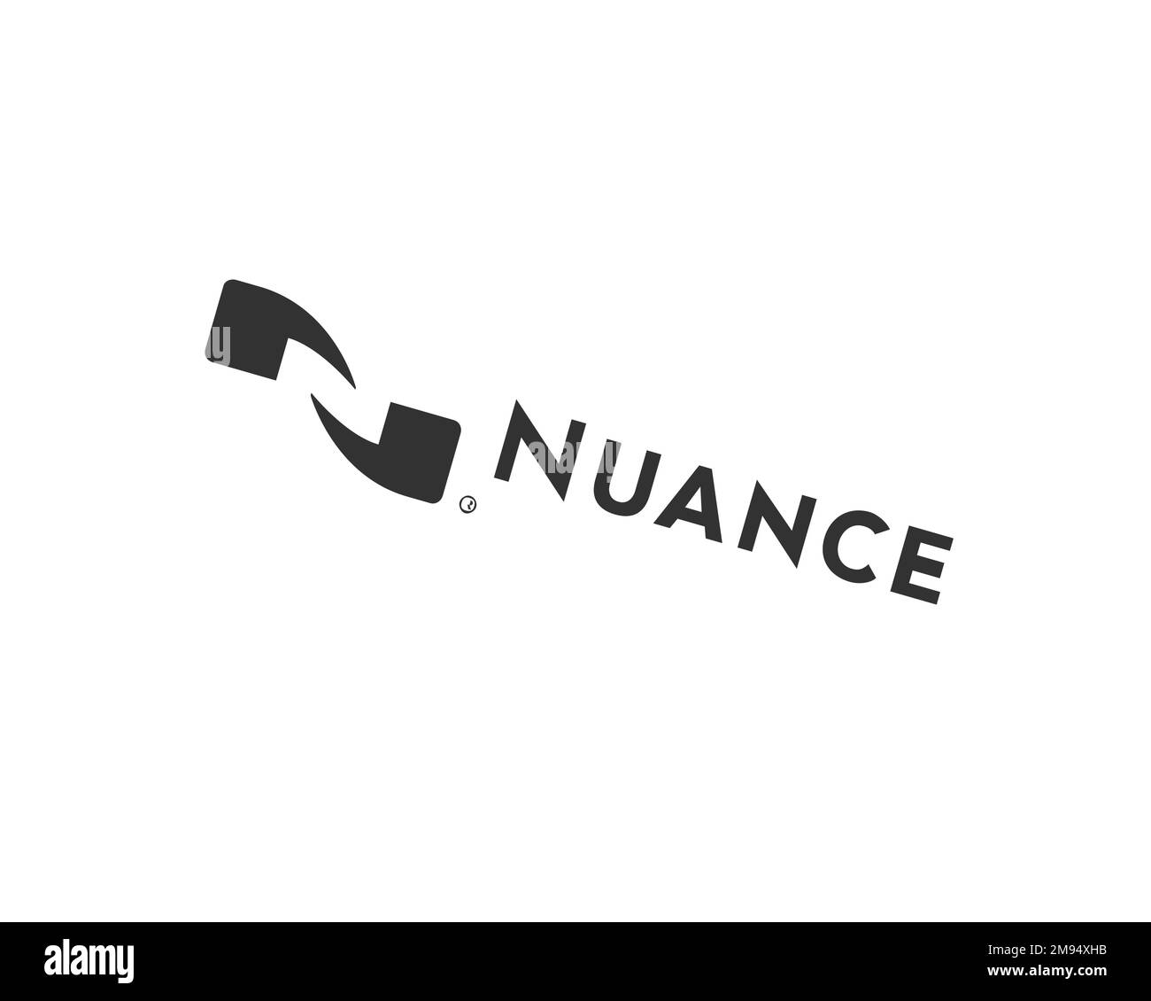 Nuance Communications, rotated logo, white background B Stock Photo - Alamy